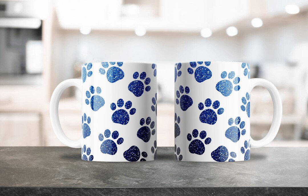 Blue Dog Paws Sublimation Design, Coffee Mug PNG Image, Includes 12oz ...