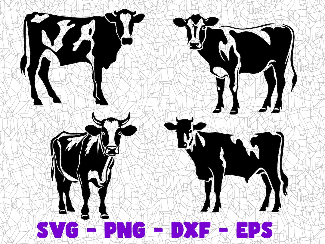 Cow SVG, Cutting File, Png Eps Dxf Digital Clipart, Great for Viny ...