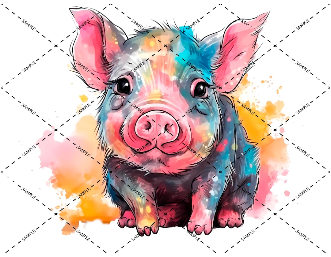 Colorful Pig Png Design Cute Pig Design Digital Artwork - Etsy