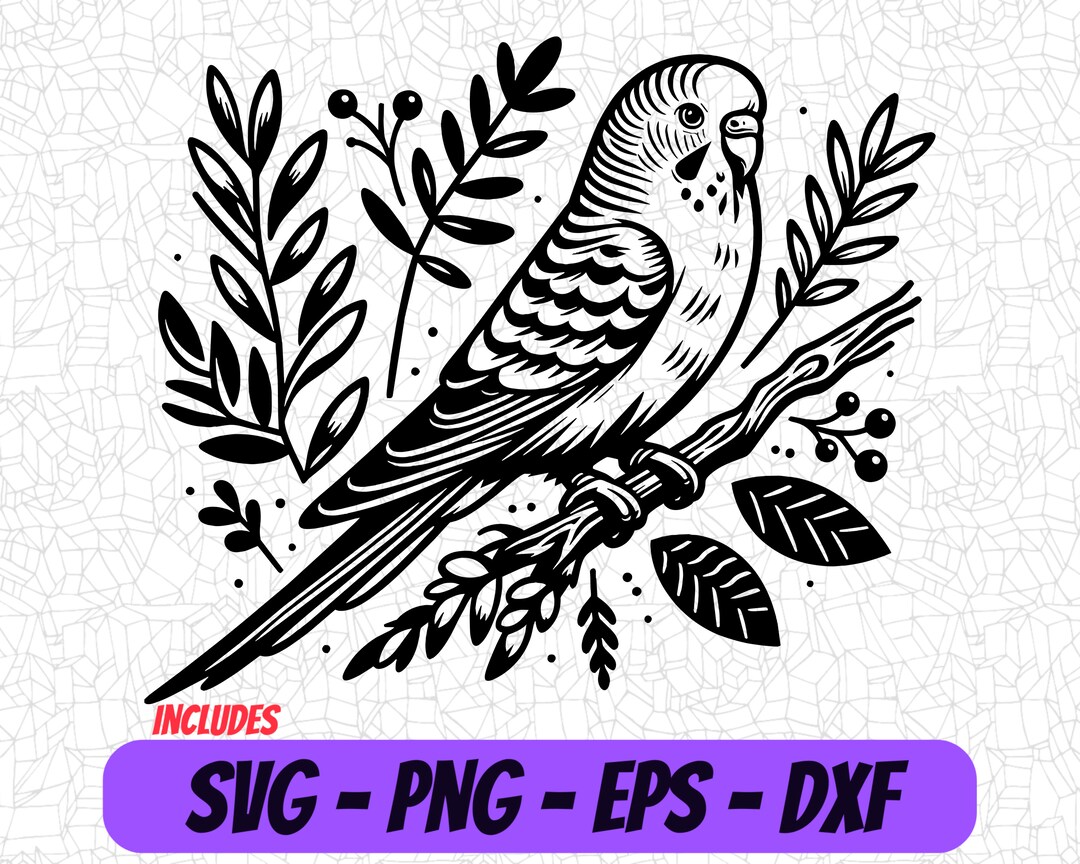 Parakeet Bird SVG Design, Cricut Cut Files, Dog Png Digital Clipart, T ...