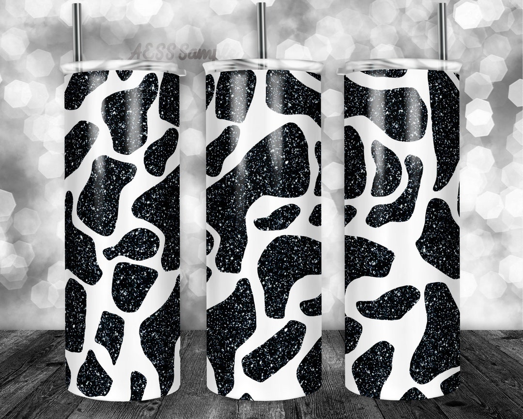 Cow Print Sublimation Design for 20oz Skinny Tumblers, Cute Glitter ...