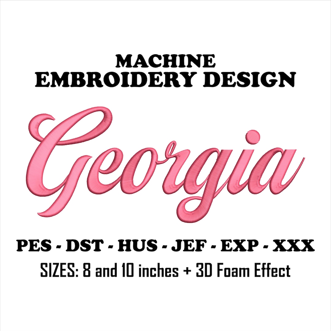 Georgia Cursive DST Embroidery Design, Digitized Machine File, Brother ...