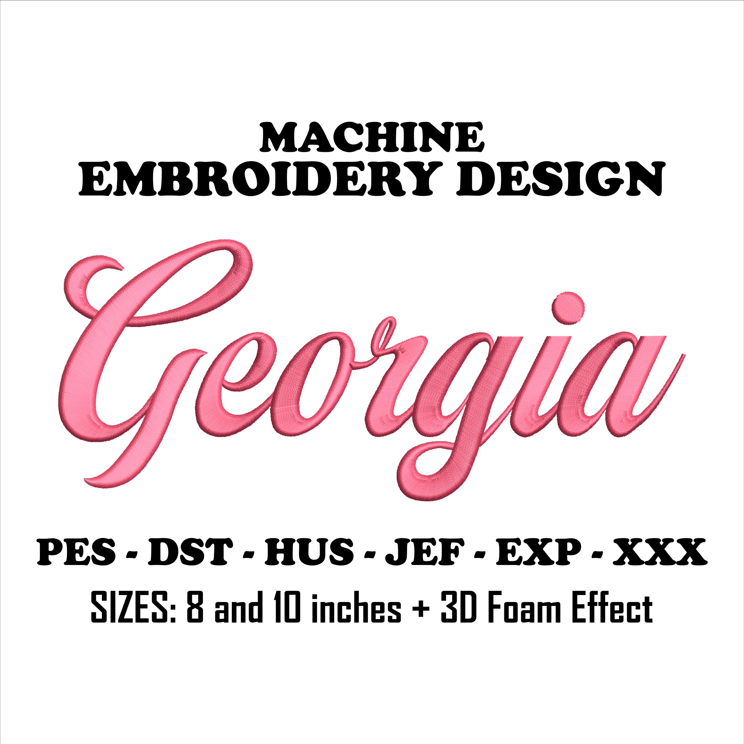 Georgia Cursive DST Embroidery Design, Digitized Machine File, Brother ...
