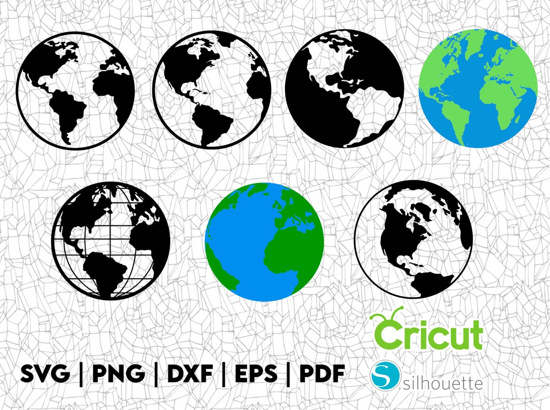 World Design Bundle Svg Png Dxf 7 Designs Great for Cricut, Cameo and ...