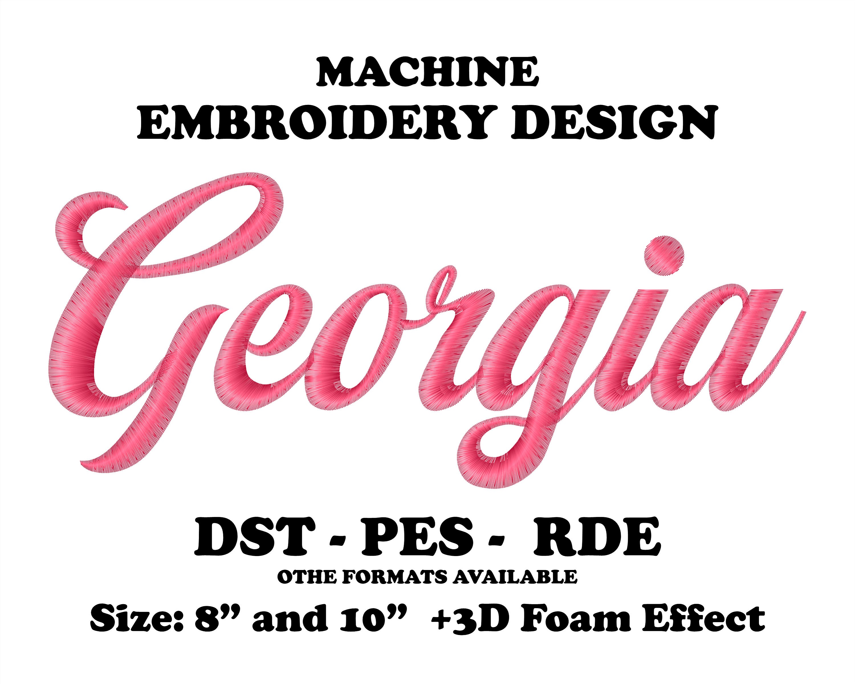 Georgia Cursive DST Embroidery Design, Digitized Machine File, Brother ...