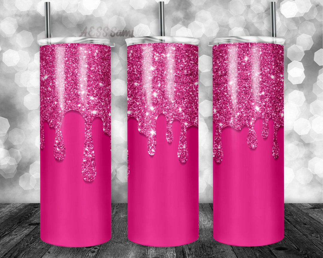 Hot Pink Glitter Drip Tumbler Design, PNG Sublimation Design, 20oz ...