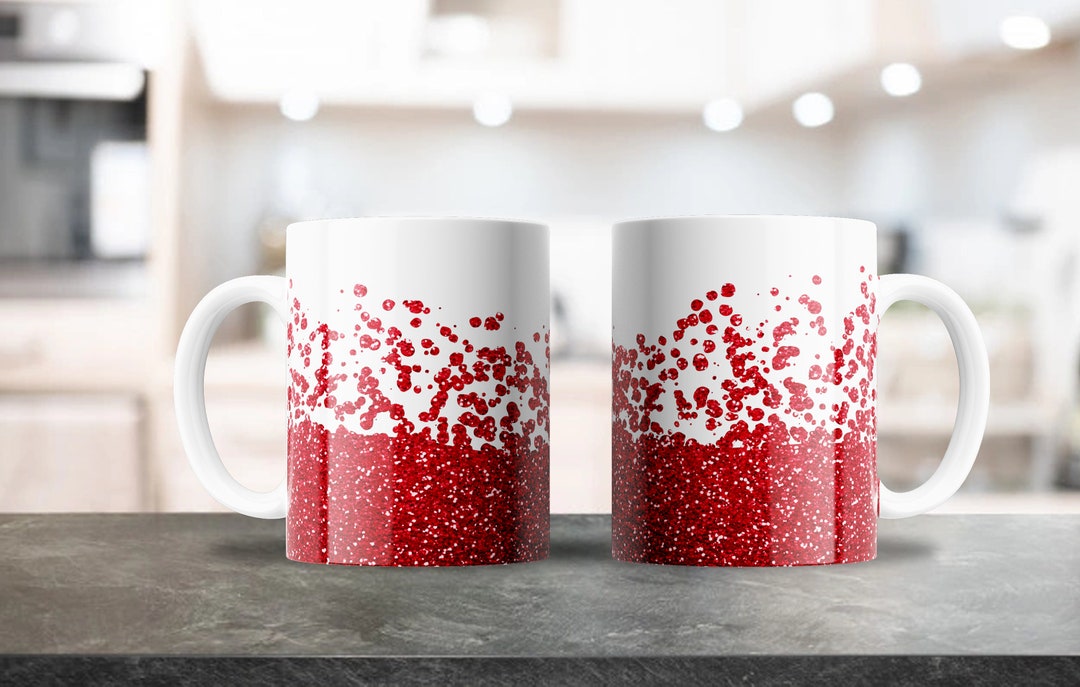 Red Glitter Mug Design, Sublimation Design for 11oz, 15oz Mugs, Coffee ...