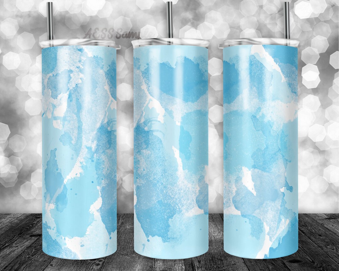 Blue Watercolor Tumbler Design, Design for 20oz Cup Tumbler Wrap ...
