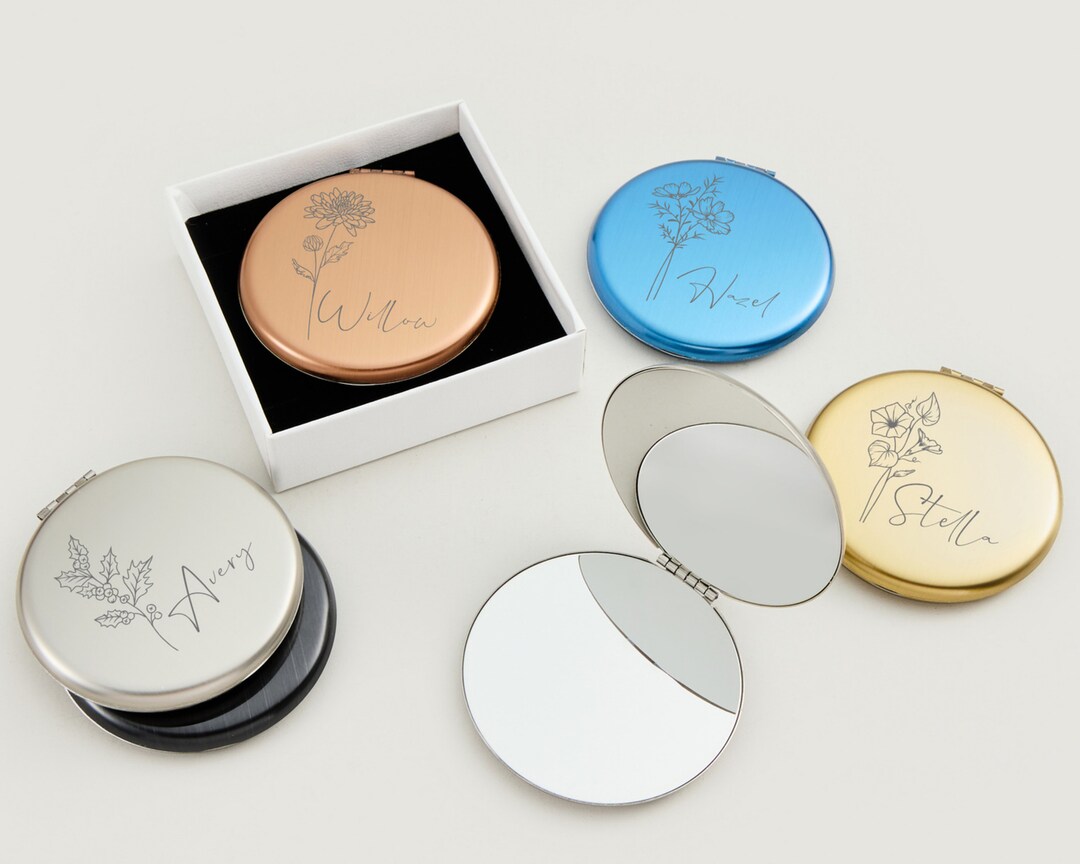 Personalized Stainless Steel Compact Mirror for Her,engraved Bridesmaid ...