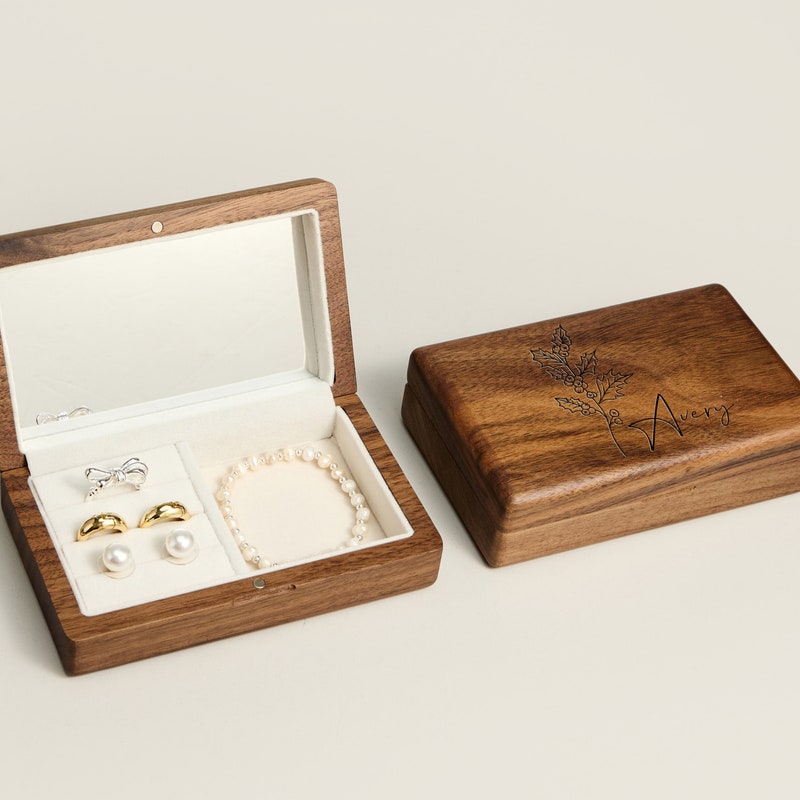 Wood Jewelry Box Compact - Etsy UK