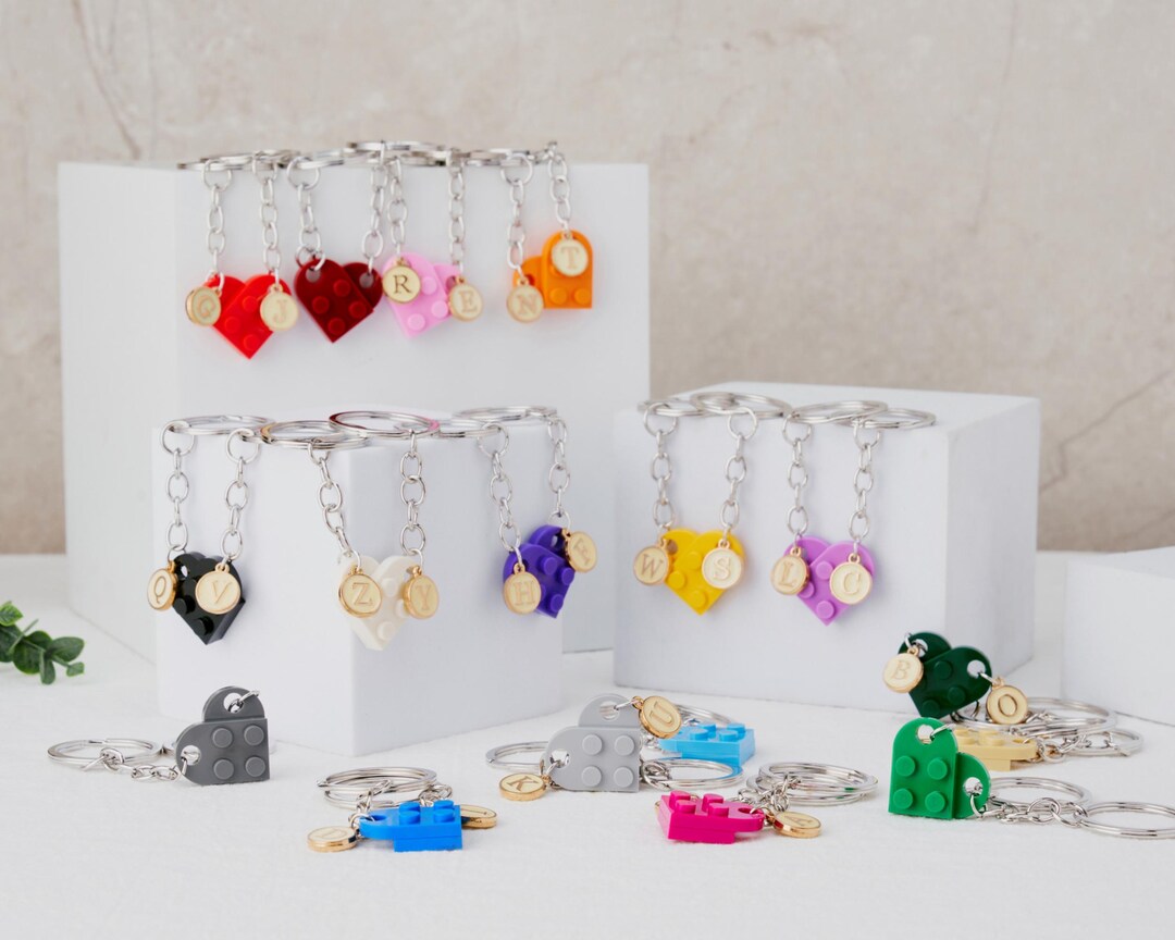 Personalized Initial Heart Keychain Set,initials Matching Keychains for ...