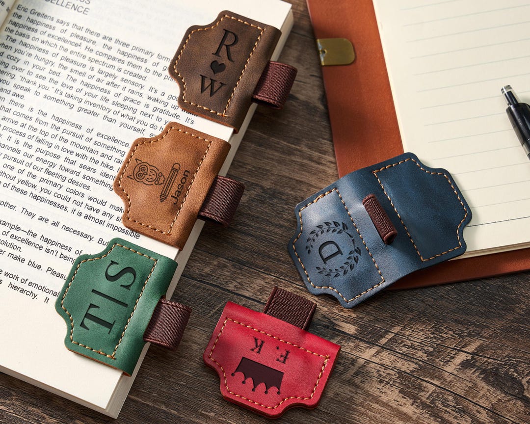 Personalized Leather Magnetic Bookmark With Pen Holder-a Meaningful ...