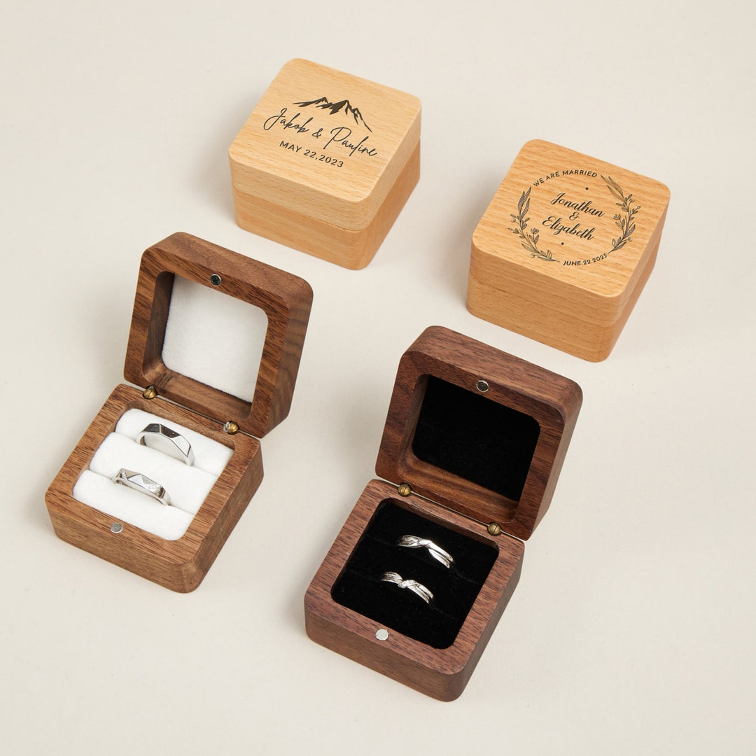 Personalized Engraving Ring Box, Proposal Wooden Ring Box With Name ...