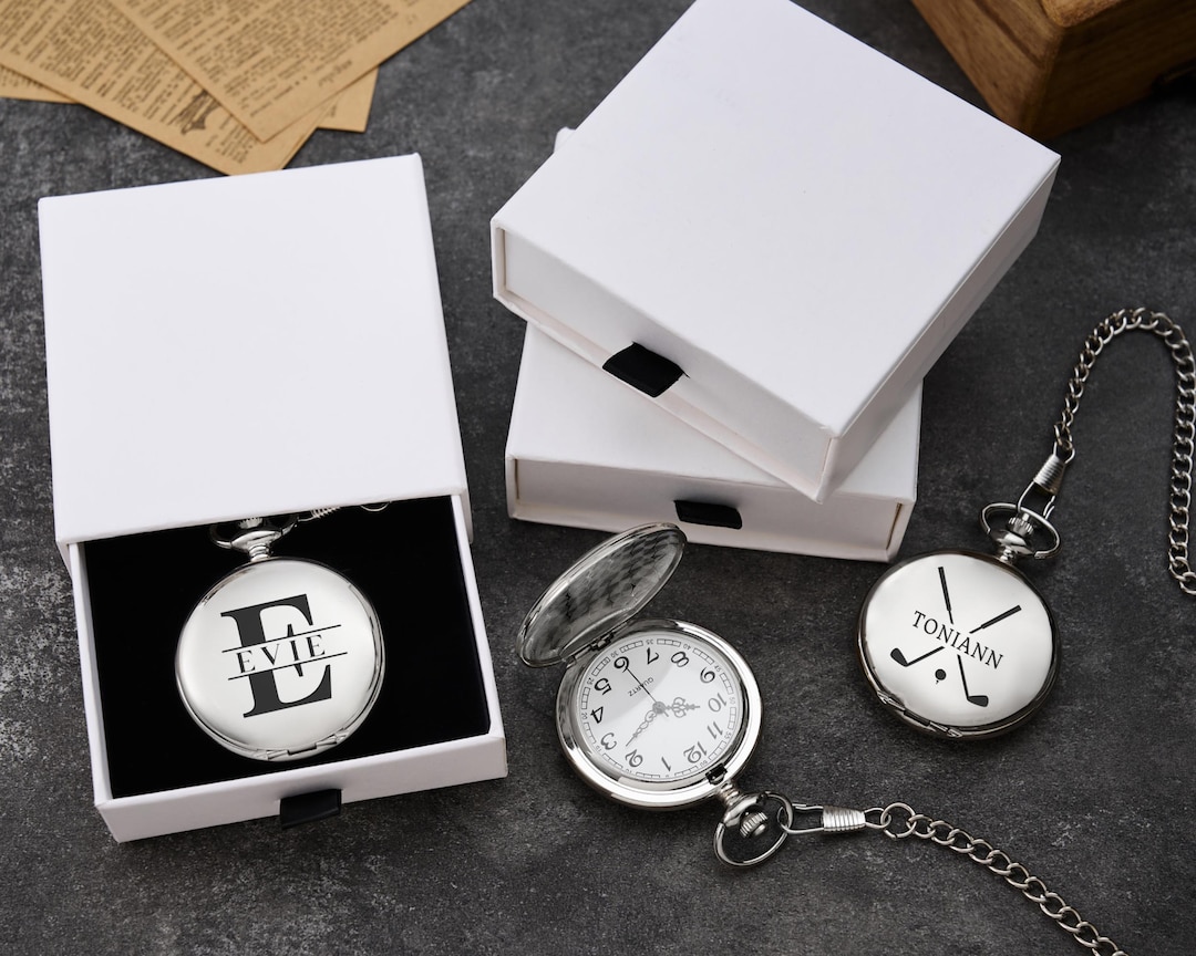 Custom Silver Pocket Watch Gift for the Groomsmen,handmade Engraved ...