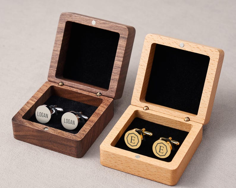 Engraved Cufflinks With Wooden Box,fancy Wood Cufflinks Box With Name ...