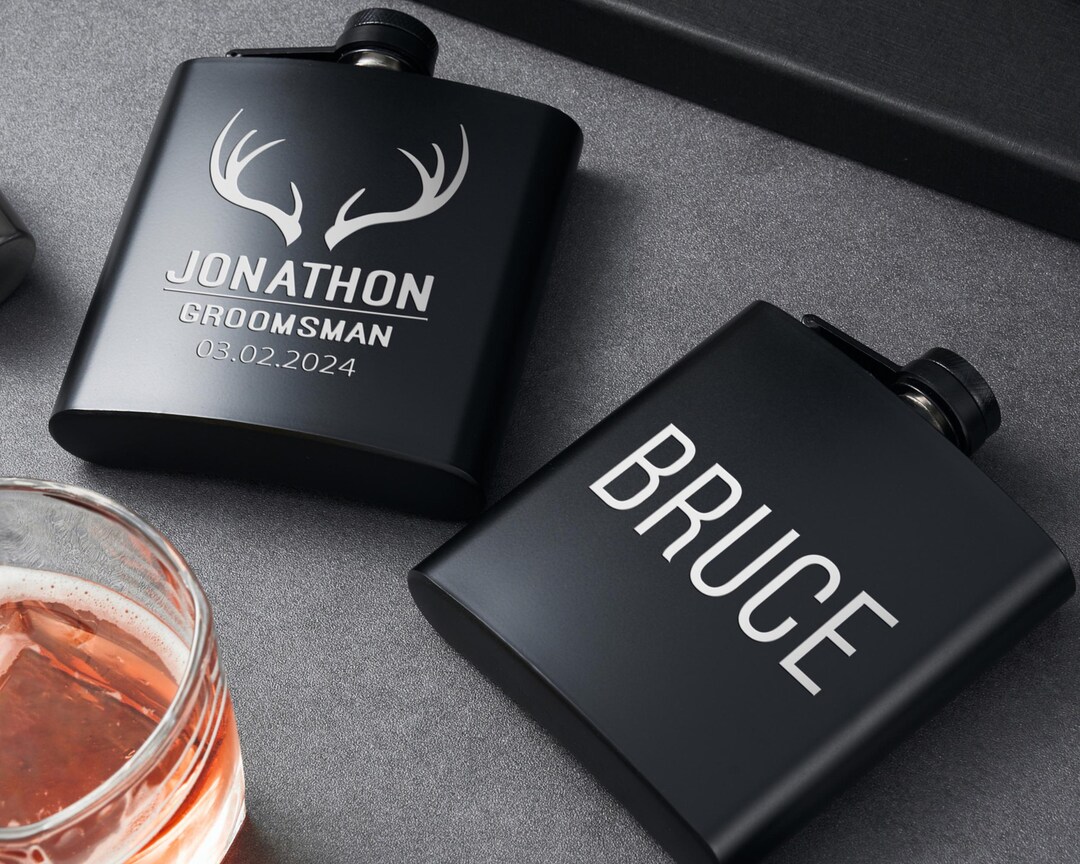 Personalized Leather Flask Set Gifts for Groomsmen,engraved Name in the ...