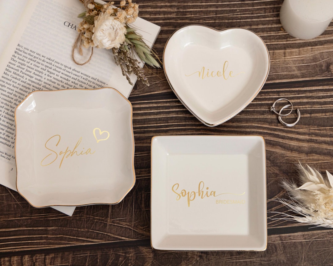 Personalized Ceramic Ring Dish, Custom Jewelry Tray With Name or ...