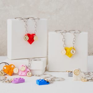 Personalized Initial Heart Keychain Set,initials Matching Keychains for ...