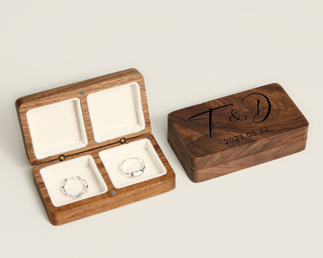 Personalized Engraving Wooden Ring Box, Proposal Engagement Ring Box ...