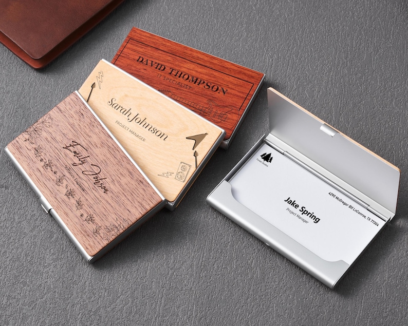 Personalized Wooden Business Card Holder,business Card Case for Him ...