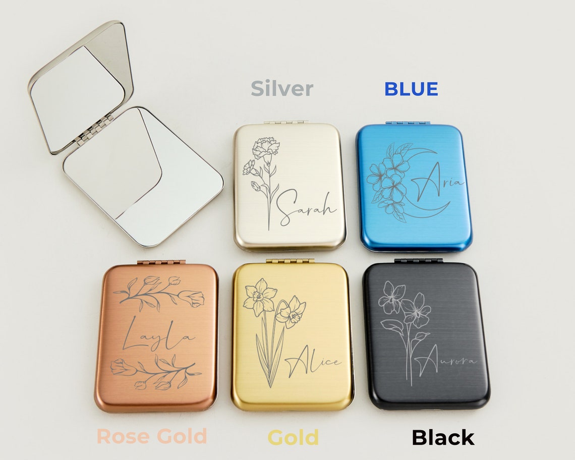 Fancy Engraved Bridesmaid Makeup Mirror in Stainless Steel,customized ...