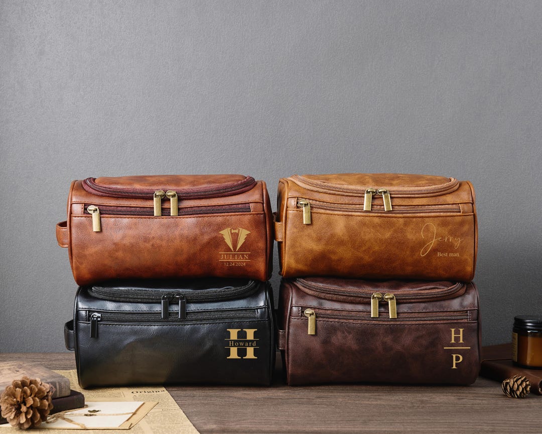 Personalized Men's Leather Toiletry Bag for Best Man Gift,handmade ...