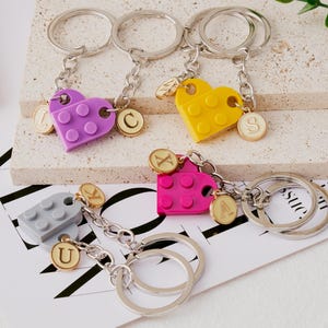 Personalized Initial Heart Keychain Set,initials Matching Keychains for ...
