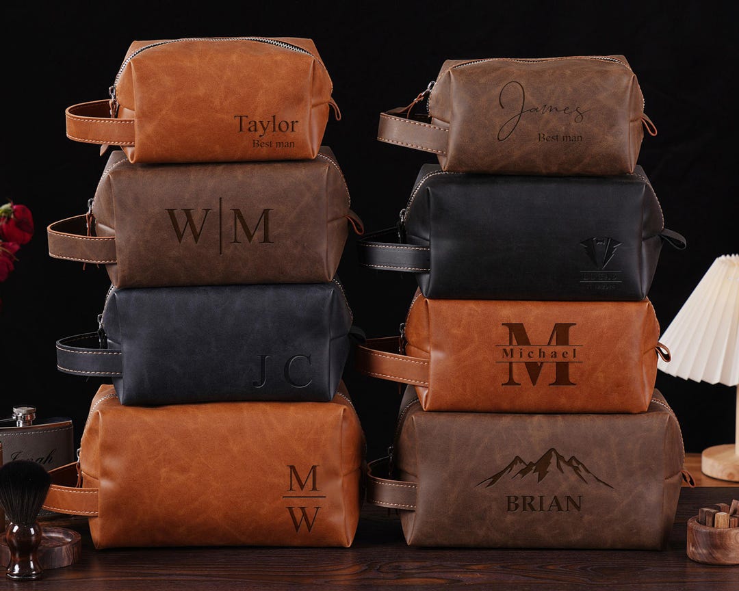 Personalized Laser Engraved Leather Travel Kit for Boyfriend Gift ...