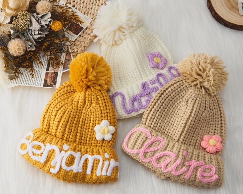 Personalized Children Beanie for Toddler Gift,handmade Embroidered ...