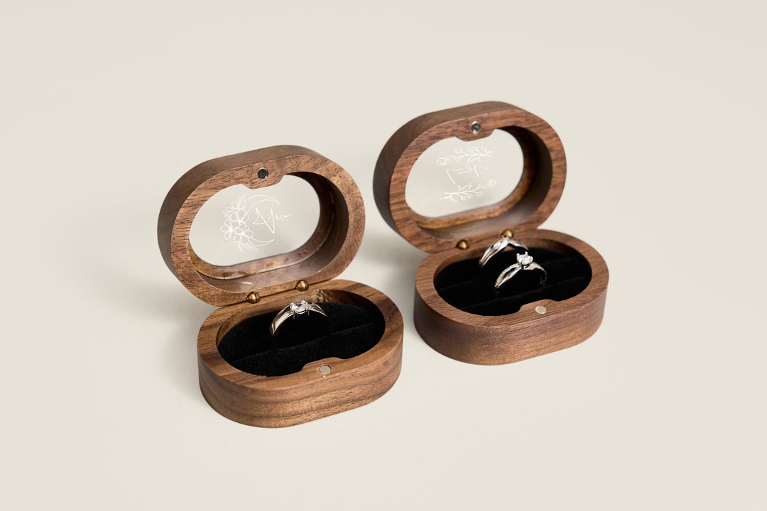 Fancy Wooden Ring Box With Custom Name, Personalized Engagement Ring ...