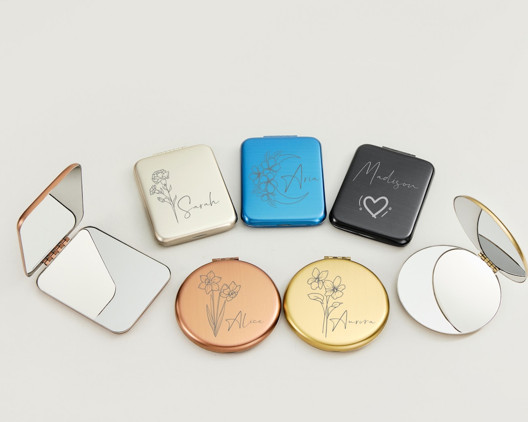 Fancy Personalized Bridesmaid Compact Mirror in Stainless Steel ...