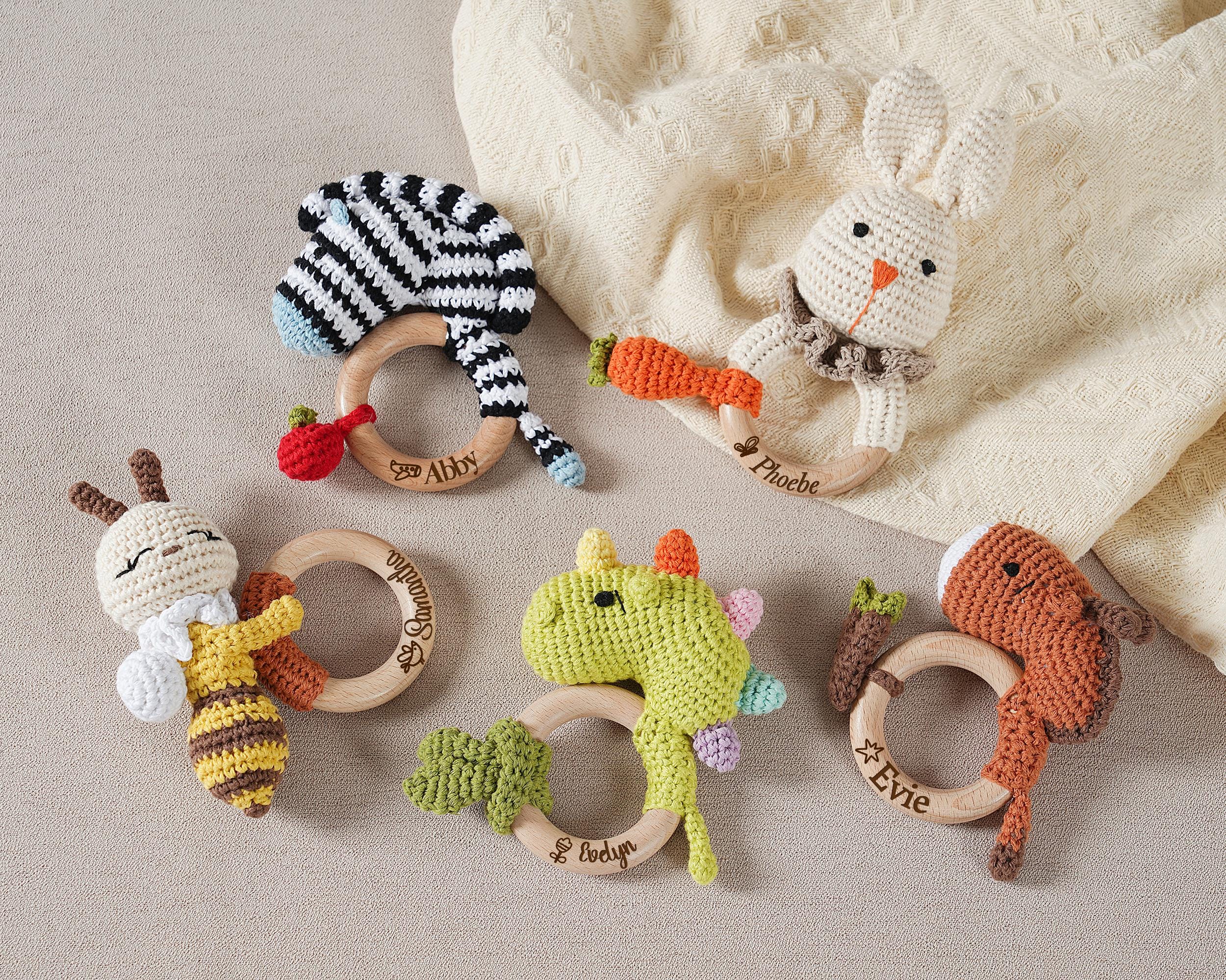 Animal Rattle With Babies Name, Custom Baby Shower Gift, Name Engraving ...