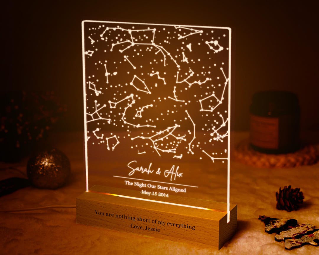 Custom Star Map by Date,star Map Night Light Gift for Her,personalized ...