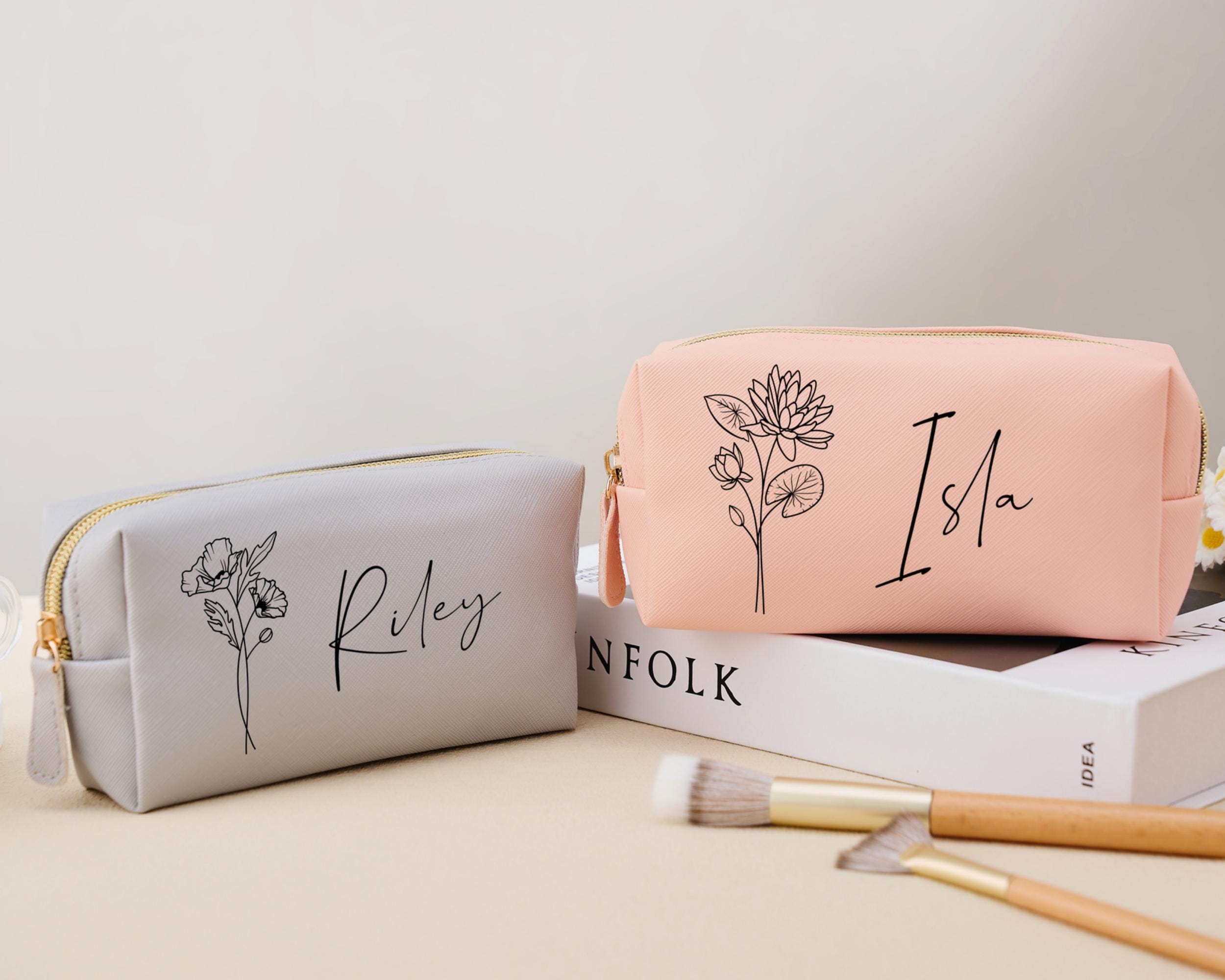Personalized Cosmetic Bag With Name,custom Birth Flower Makeup Bag ...