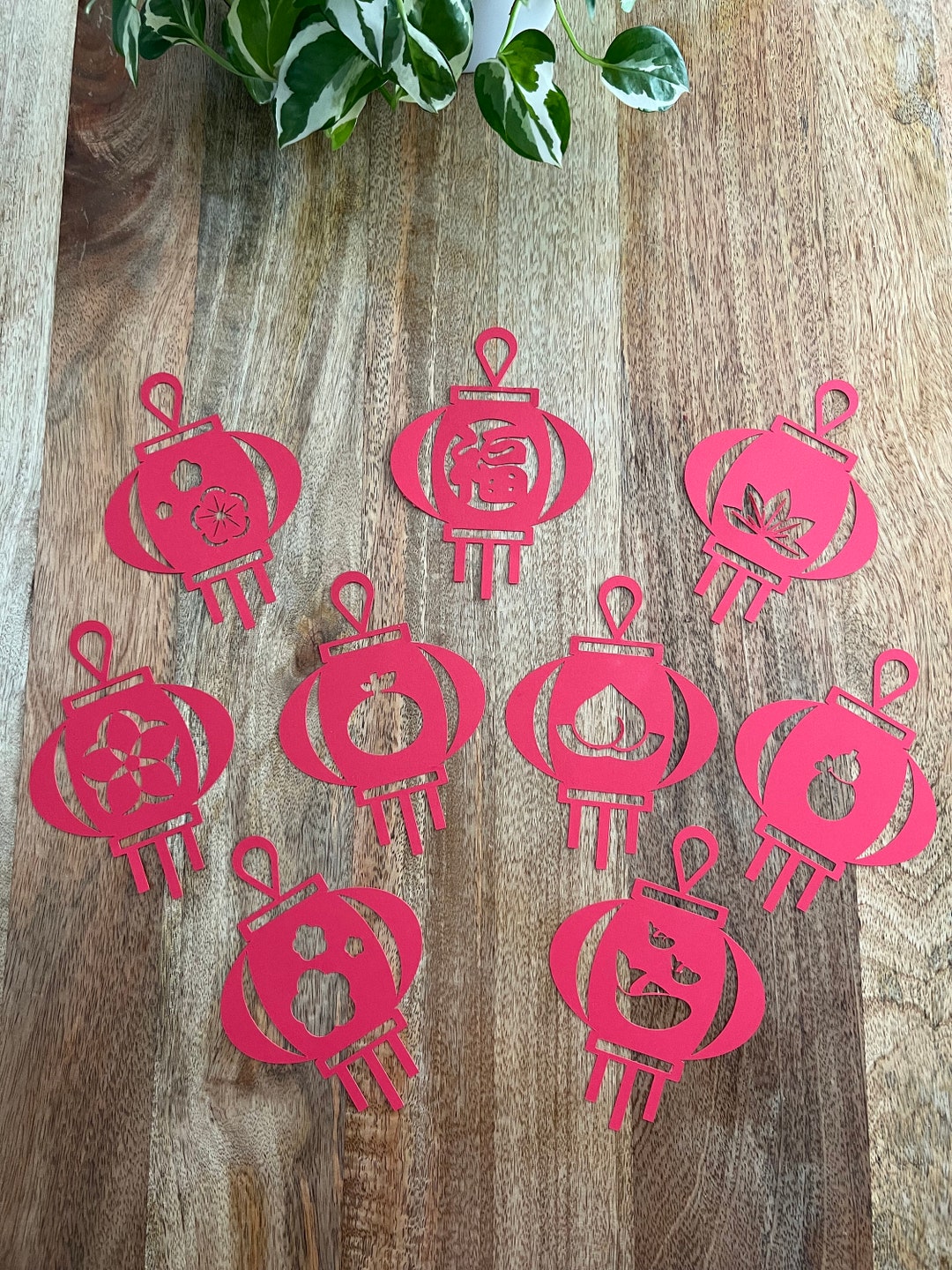 Chinese New Years Lantern Cutout Sign Bundle Red Chinese Sign, Lunar ...