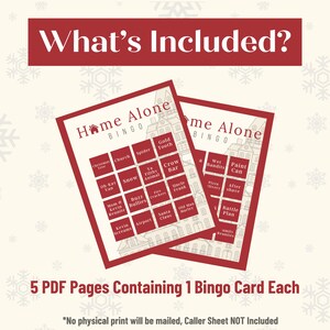 Home Alone Movie Bingo: 5 Unique Cards, Holiday Game (PDF) - Etsy
