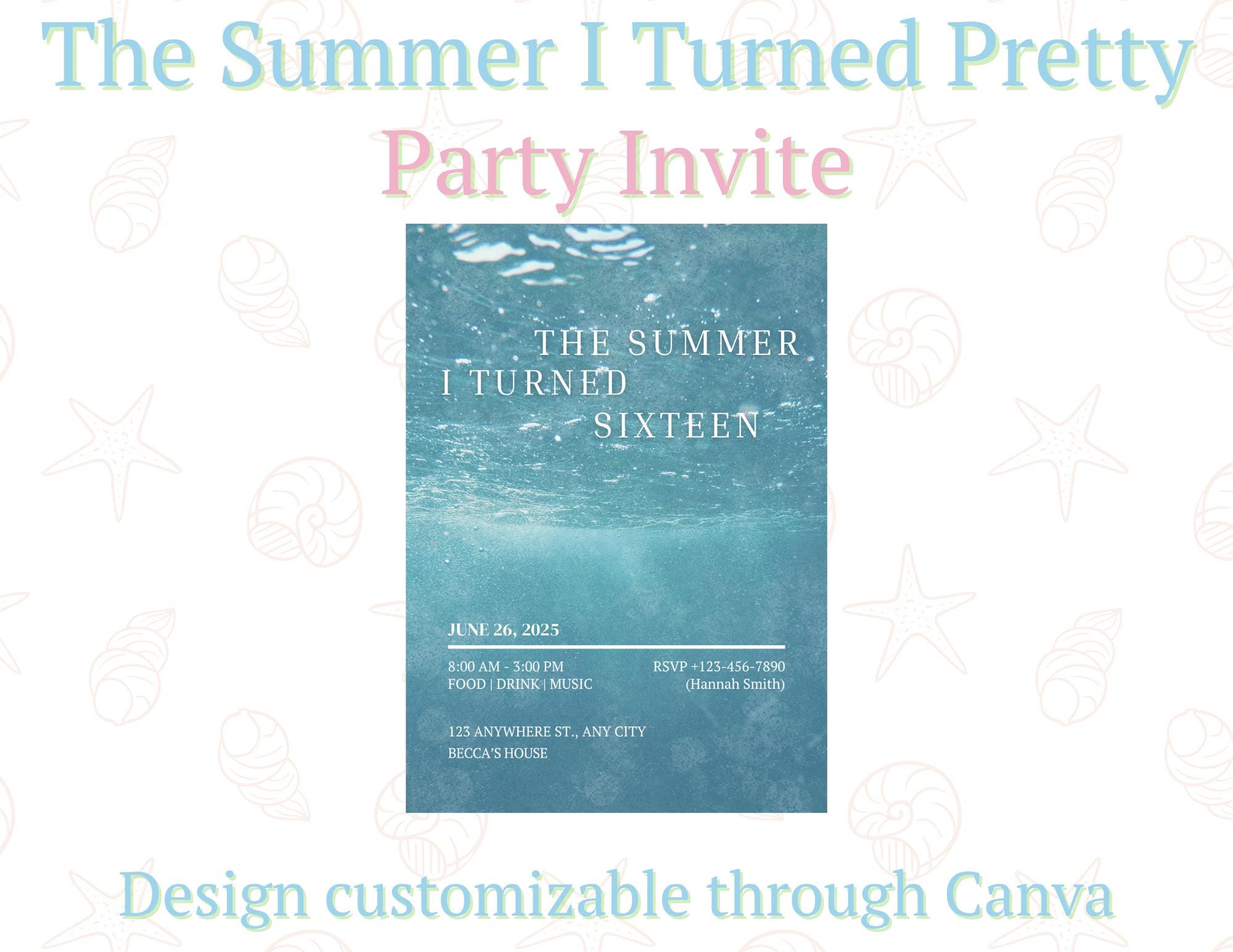 The Summer I Turned Pretty Party Invitation: Cousins Beach Watch Party ...