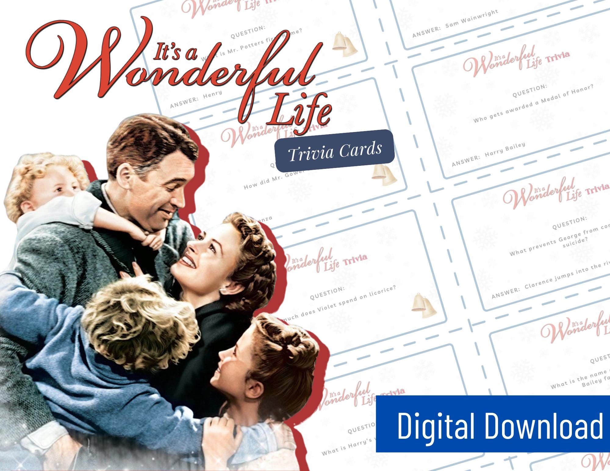 It’s a Wonderful Life Trivia Cards | Movie Game Night | Family Fun ...