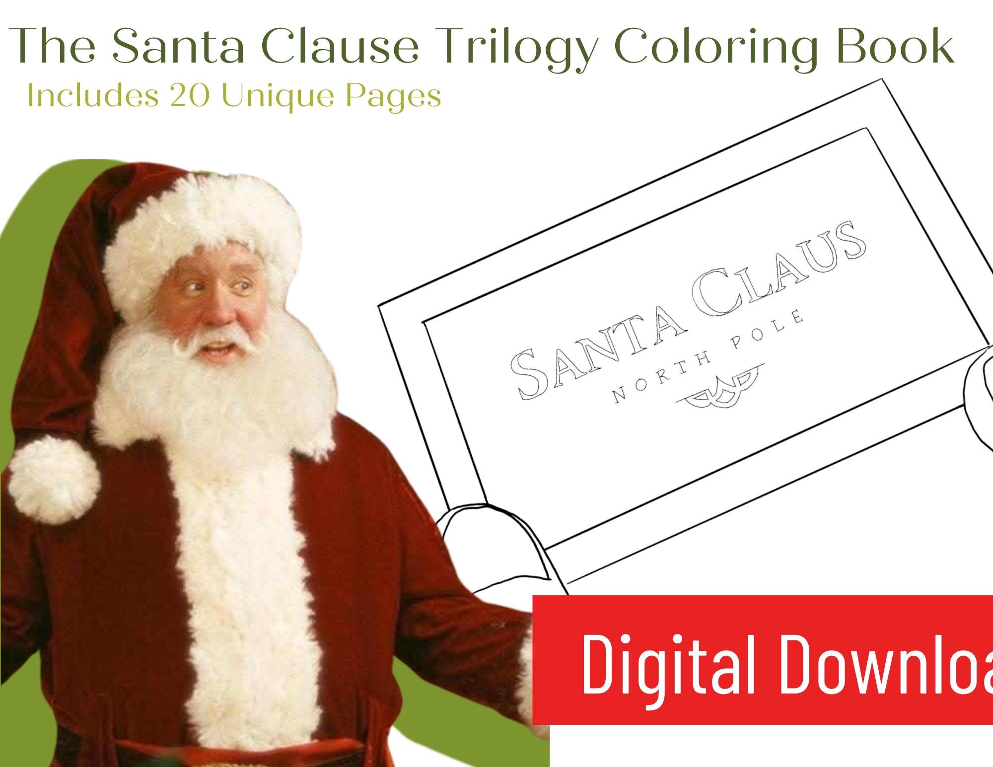The Santa Clause Coloring Book: 20 Unique Holiday Movie Pages (PDF ...