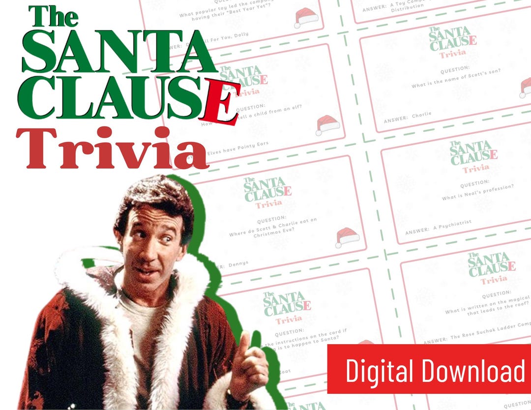 The Santa Clause Movie Trivia Game: 50 Christmas Holiday Cards (PDF ...