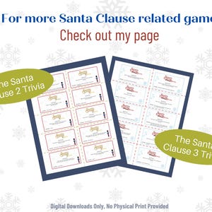 The Santa Clause Movie Trivia Game: 50 Christmas Holiday Cards (PDF ...