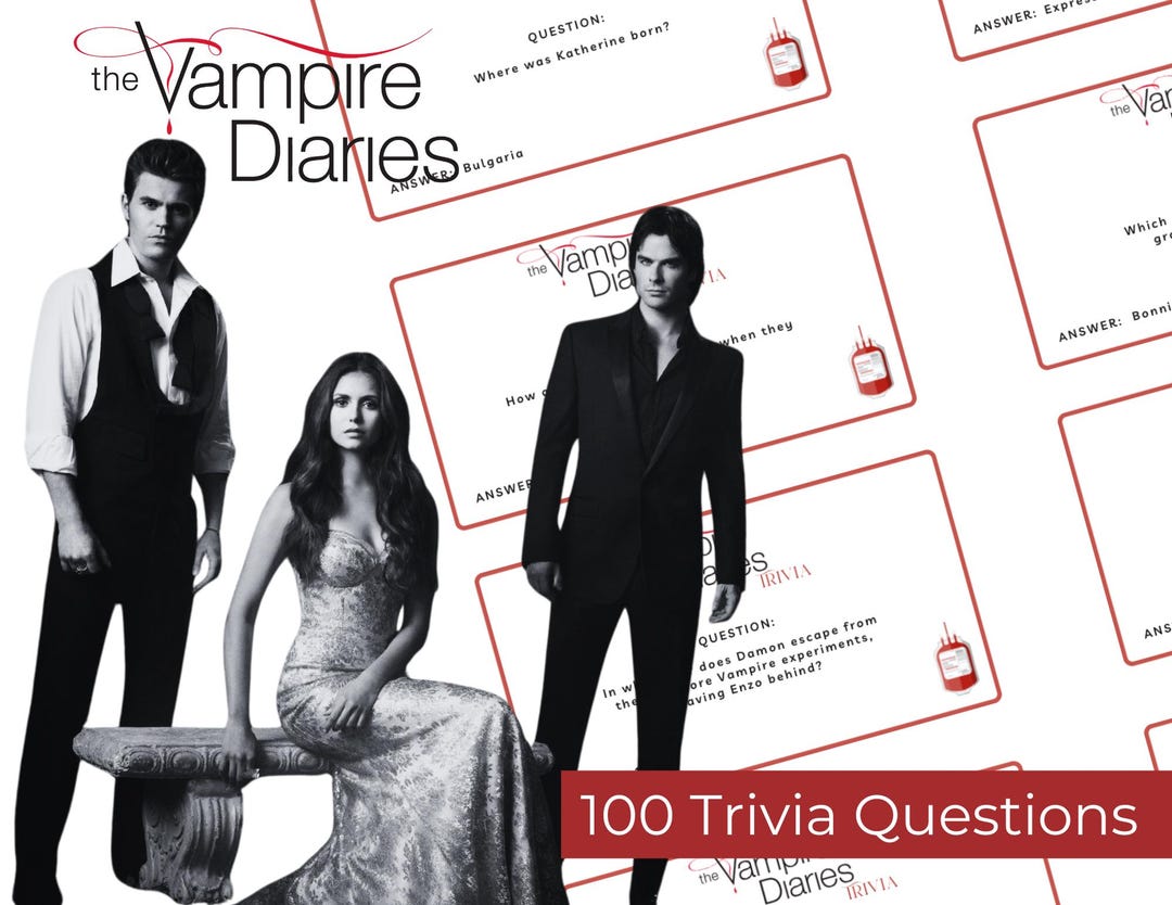 Vampire Diaries Trivia Game: 100 Unique Cards (instant Download) - Etsy
