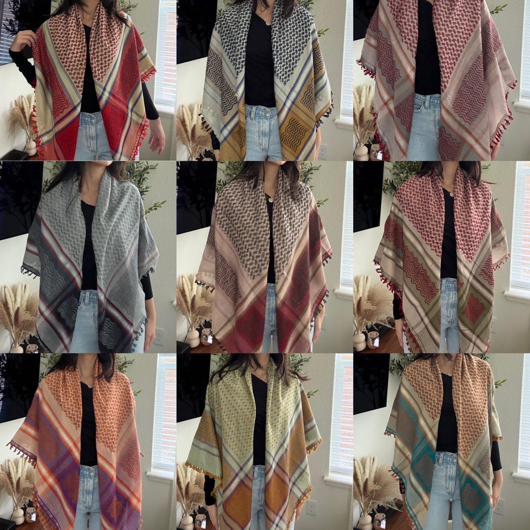 Multi-colored Weave Keffiyeh | Colorful Koofiya Scarves | Bright ...