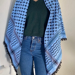 Original Palestinian Keffiyeh Jordanian Hatta Black and White Koofiya ...