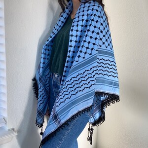 Original Palestinian Keffiyeh Jordanian Hatta Black and White Koofiya ...