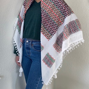 Original Palestinian Keffiyeh Jordanian Hatta Black and White Koofiya ...