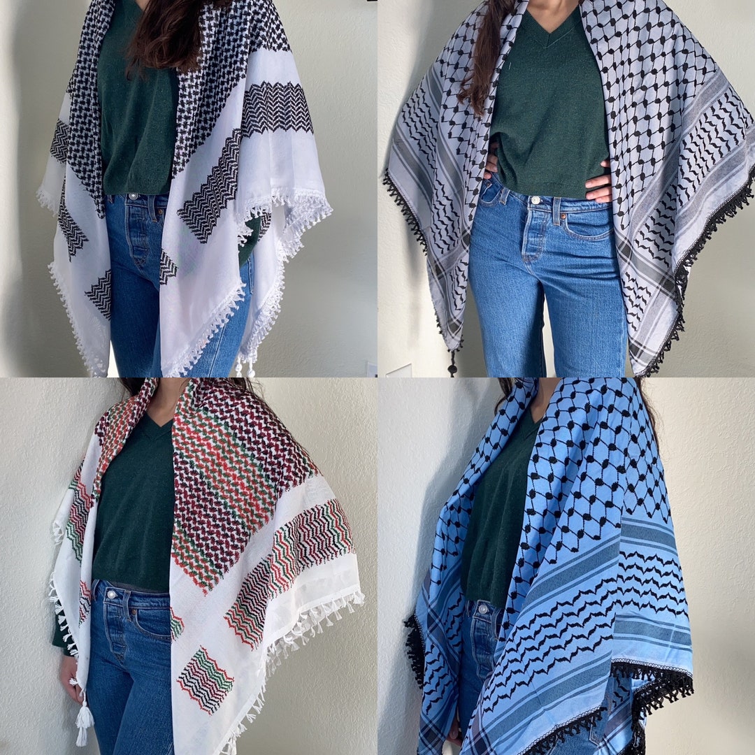 Original Palestinian Keffiyeh Jordanian Hatta Black and White Koofiya ...