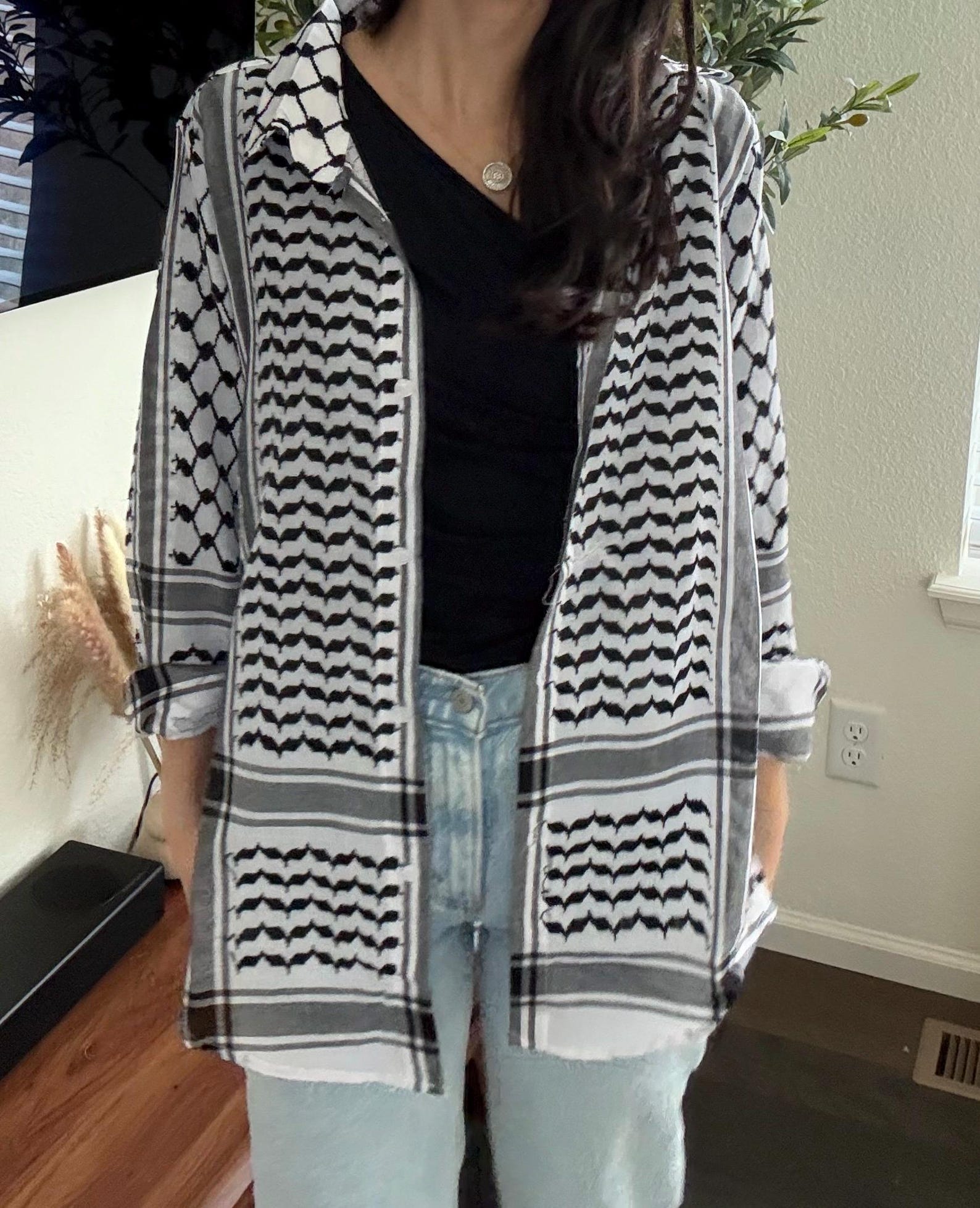 Keffiyeh Blouse Button Down Shirt | Premium Full Keffiyeh Print Shirt ...