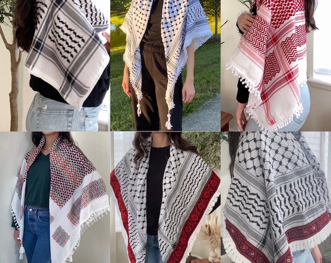 Original Palestinian Keffiyeh Jordanian Hatta Black and White Koofiya ...