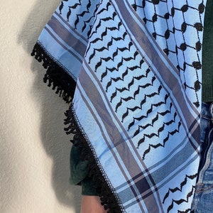 Original Palestinian Keffiyeh Jordanian Hatta Black and White Koofiya ...